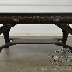Horner Antique Carved Standing Winged Griffin Library Table Desk - Etsy