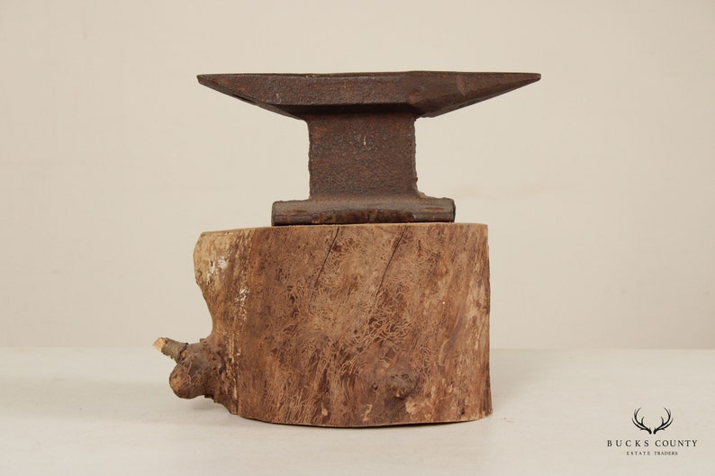 Vintage Small Iron Anvil Mounted on Wooden Block - Etsy