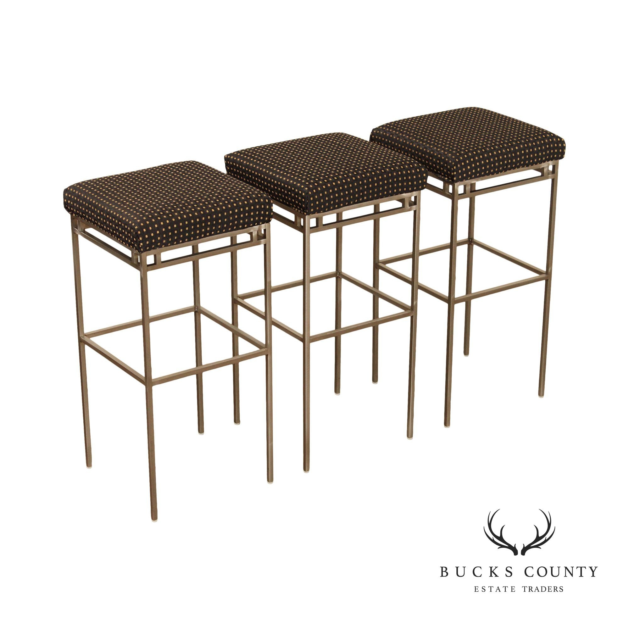 Contemporary Industrial Style Set of Three Metal Frame Bar Stools - Etsy