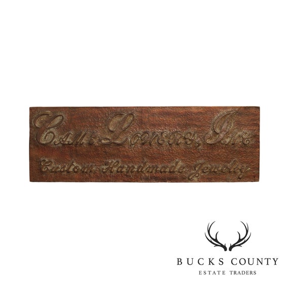 Vintage Copper Trade Sign, Custom Handmade Jewelry - Gem
