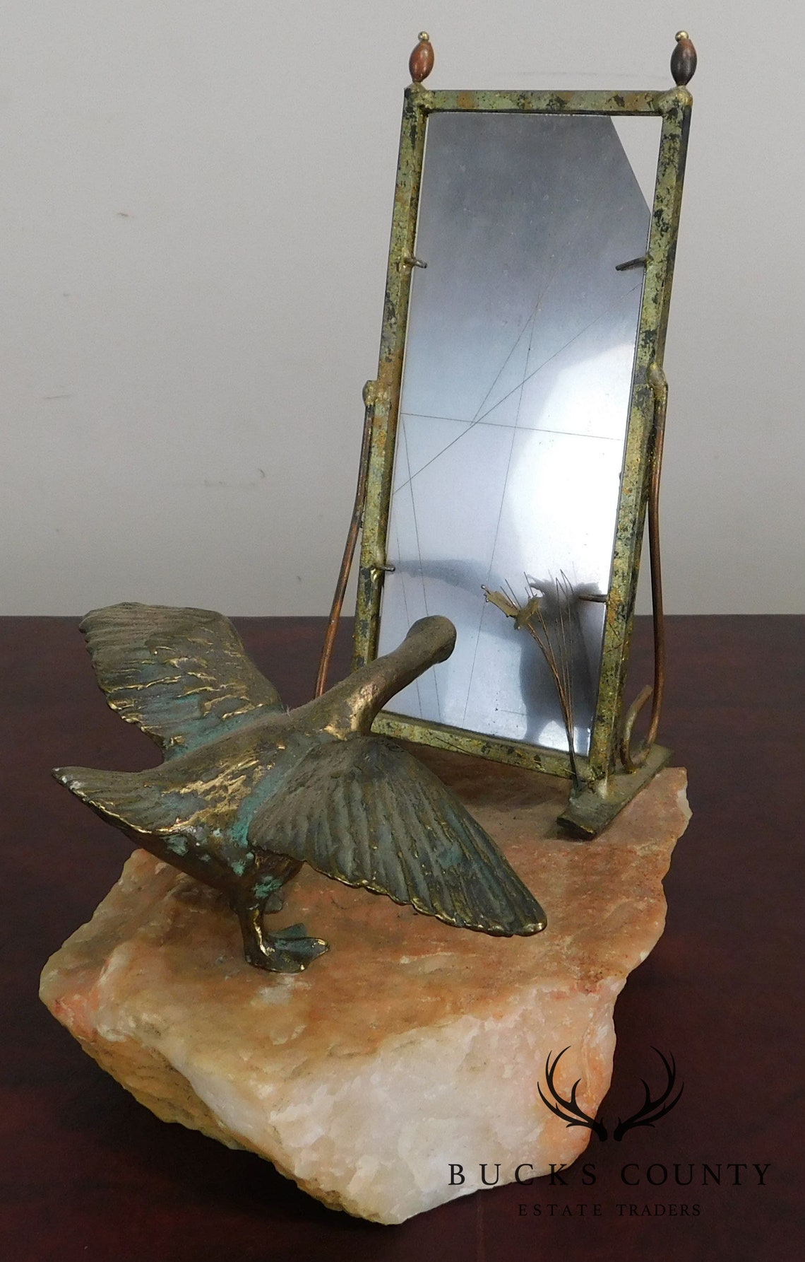 Curtis Jere Goose Fighting Mirror Reflection on Quartz Base | Etsy