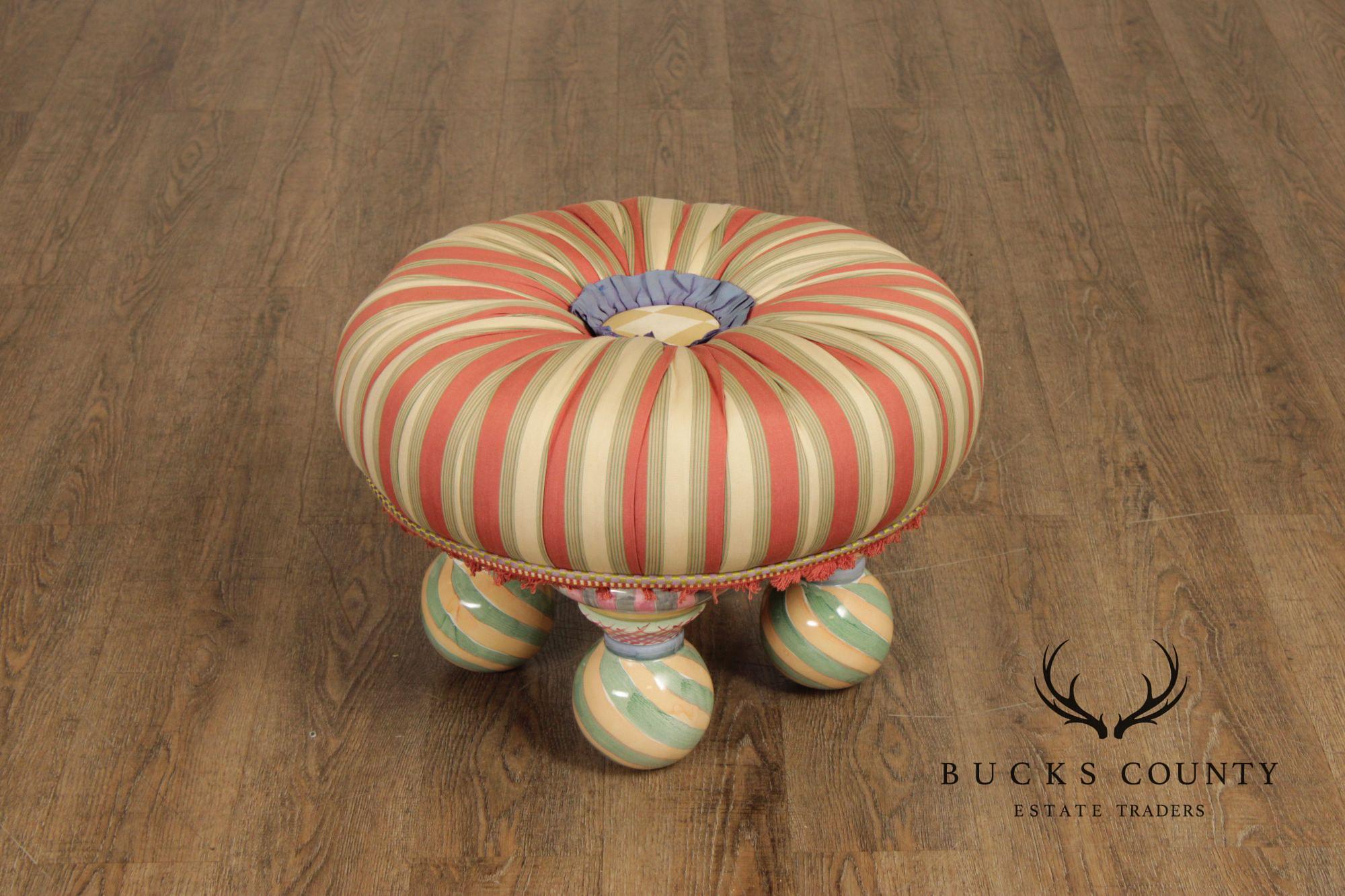 Mackenzie Childs Round Tufted Ottoman Tuffet - Etsy