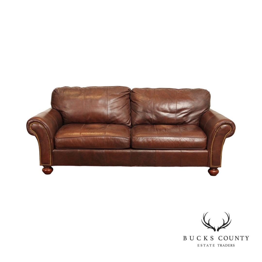 Rustic Style Brown Leather Sofa - Etsy