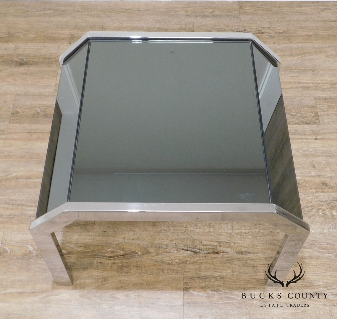 Mid Century Modern Chrome & Smoked Mirror Pair Side Tables - Etsy