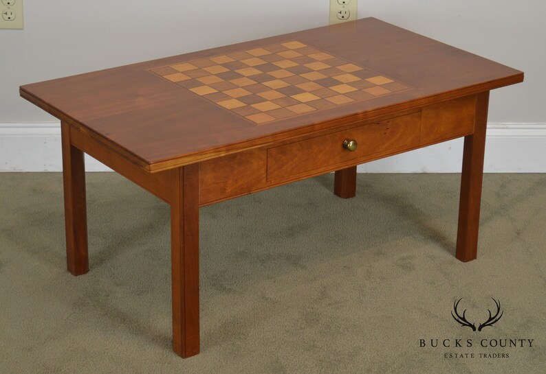 Hand Crafted Solid Cherry Wood Checkerboard Top Game Table by - Etsy