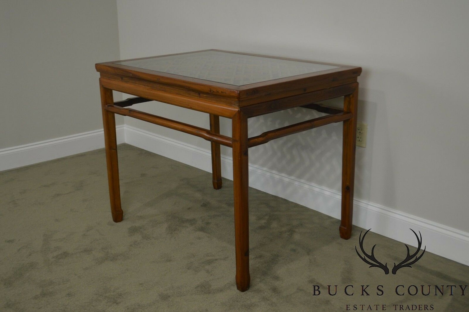 Vintage Chinese Lattice Work Table With Glass Top - Etsy