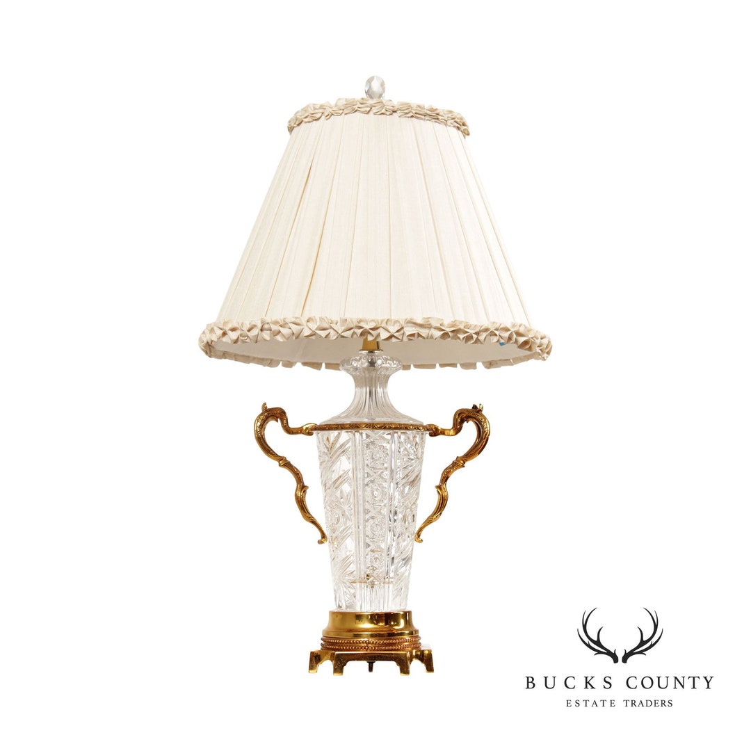 Traditional Cut Glass and Brass Table Lamp - Etsy