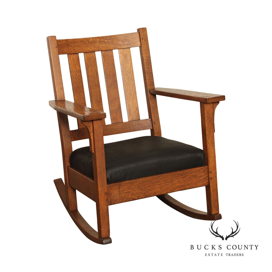 Antique Mission Style Oak Rocking Chair - Etsy