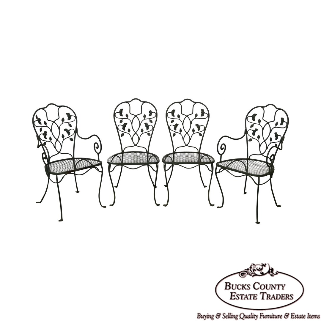 Salterini Set of 4 Wrought Iron Ivy Pattern Patio Dining Chairs - Etsy