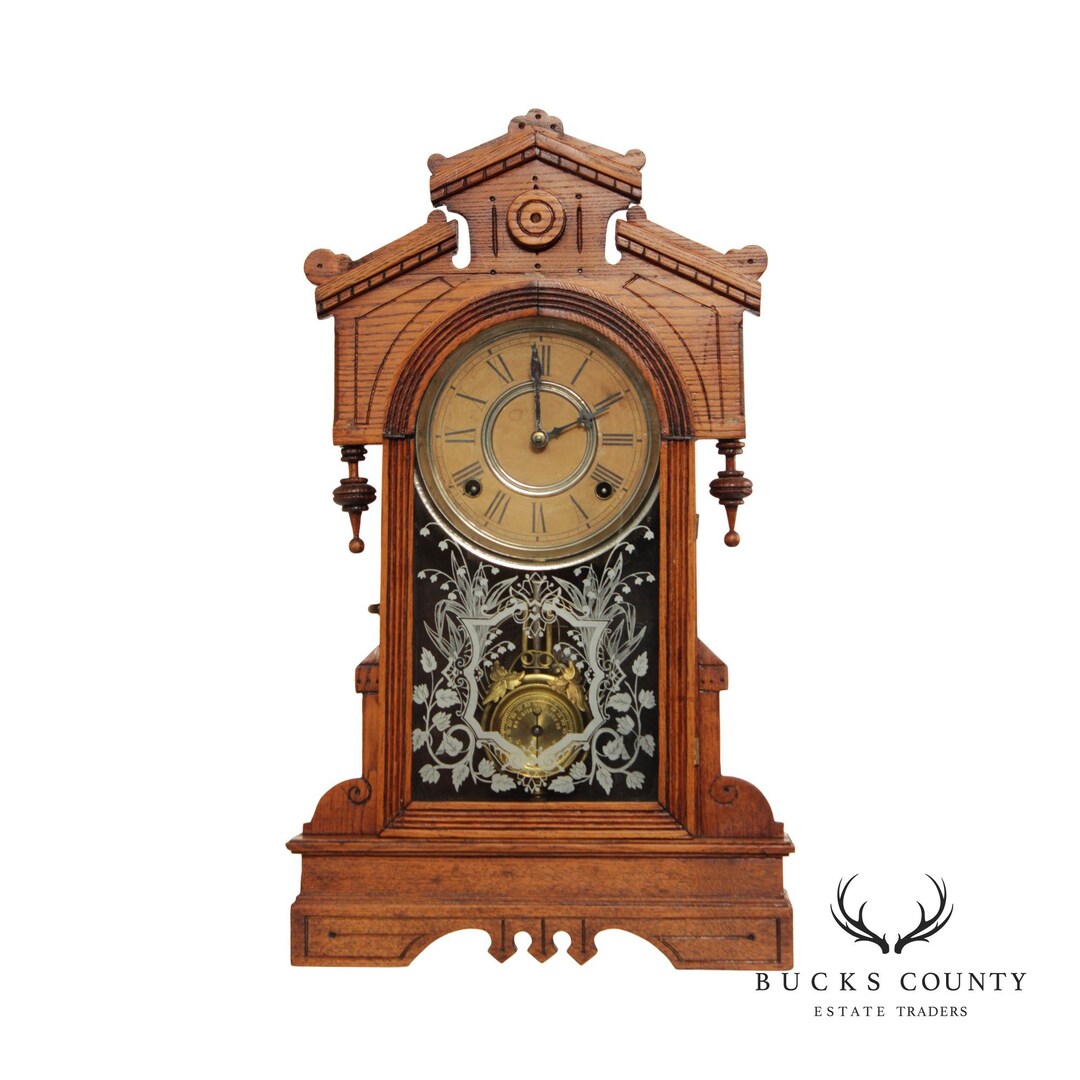 Antique William L. Gilbert Victorian Oak Case Mantel Clock - Etsy