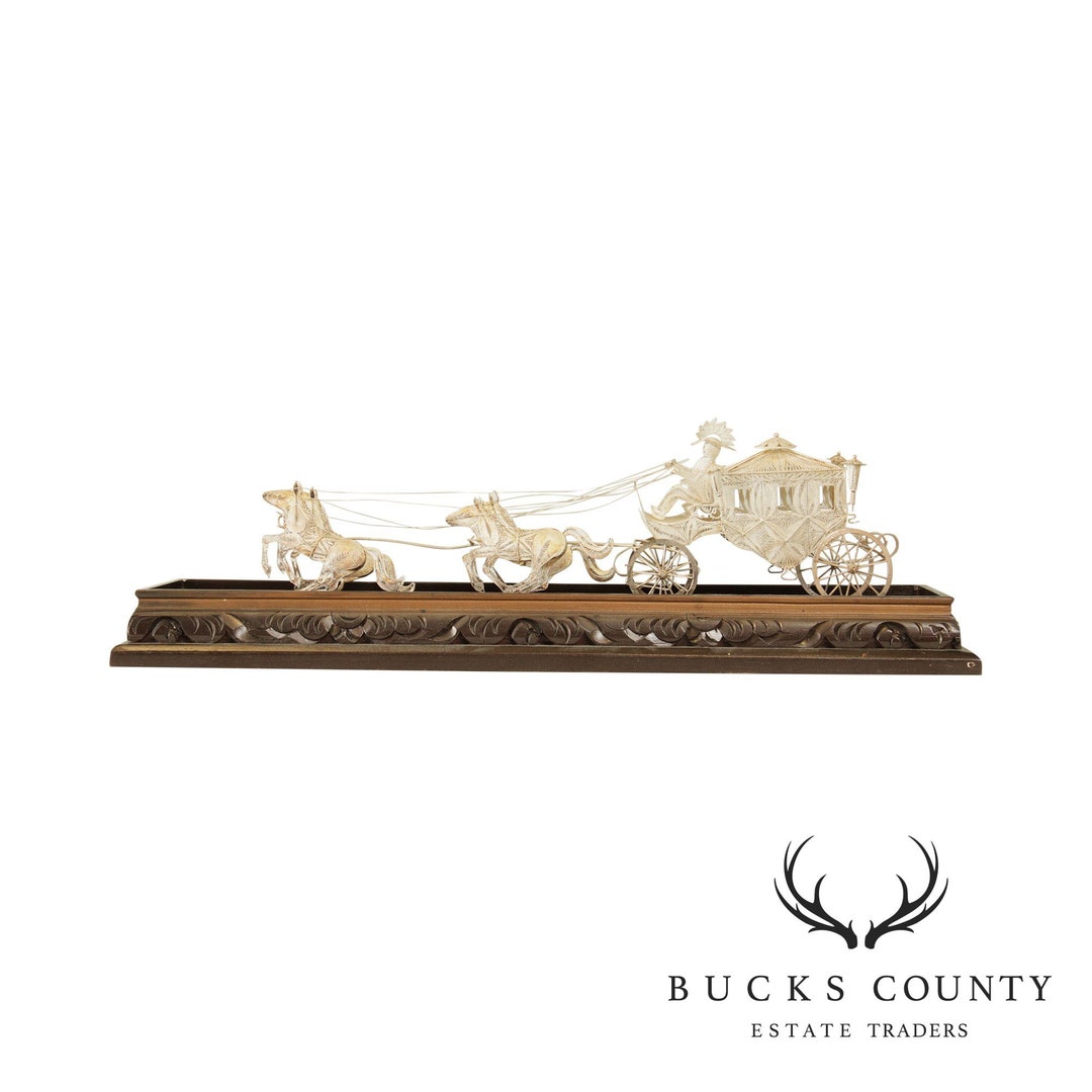 Sterling Silver Wire & Filigree Carriage With Driver and Four Horses ...