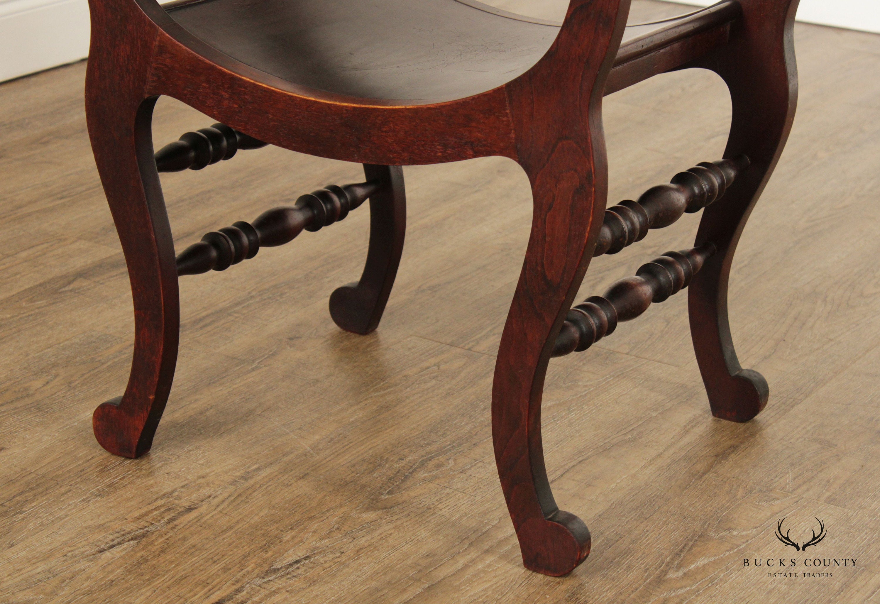 Antique Stomps-burkhardt Carved Mahogany Saddle Hall Chair - Etsy