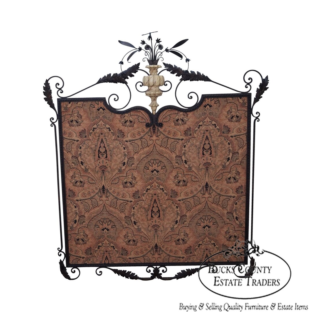 William Switzer Large Louis XVI Style Hand Forged Iron Framed Hanging ...