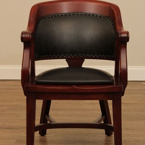 Hale Desk Company, Milwaukee Chair, Antique Walnut & Black Leather Pair ...