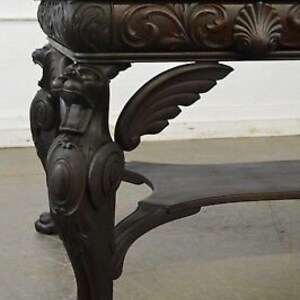 Horner Antique Carved Standing Winged Griffin Library Table Desk - Etsy