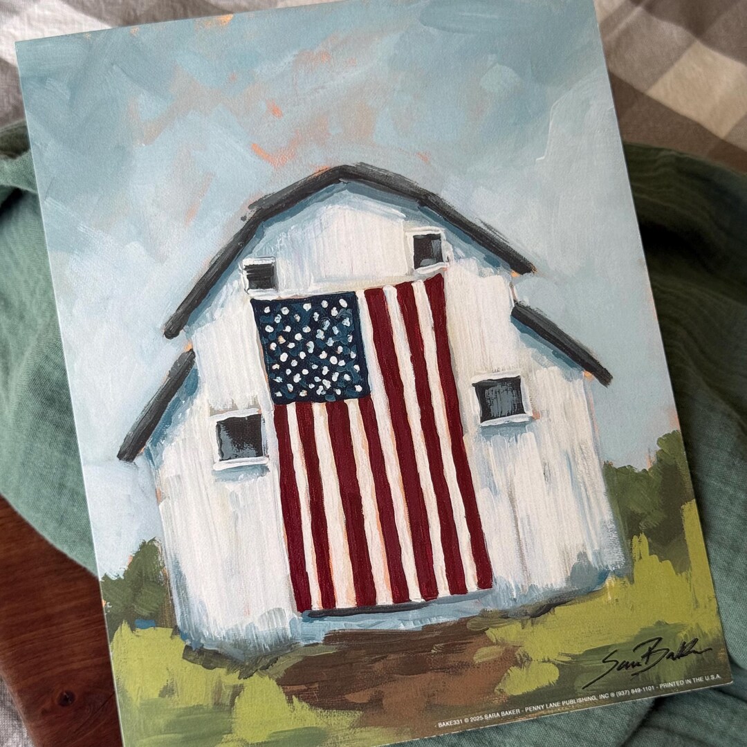 American Flag Barn - SARA BAKER - Paper Fine Art Print 8x10 Inches - Etsy
