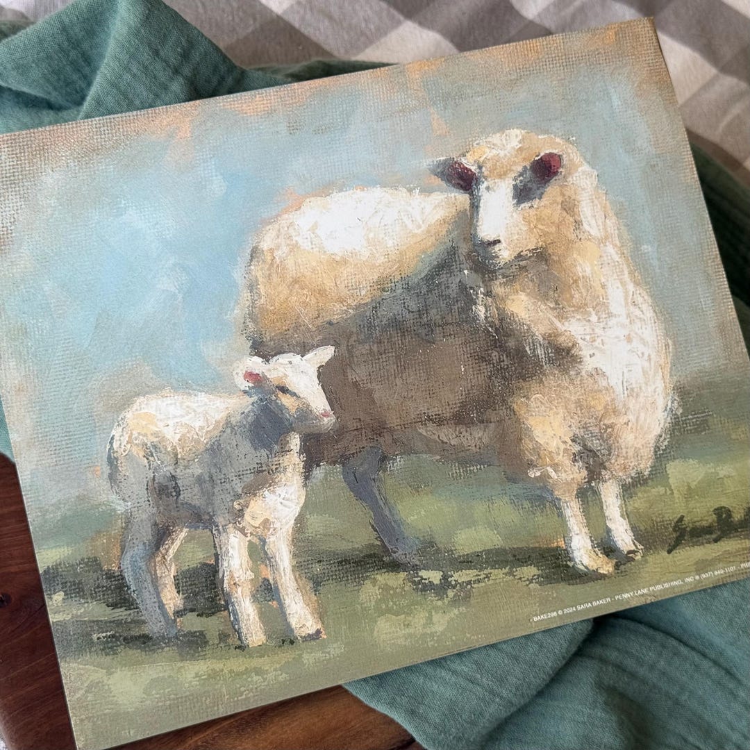 Sheep With Lamb - Lamb Art - SARA BAKER - Paper Fine Art Print - Etsy