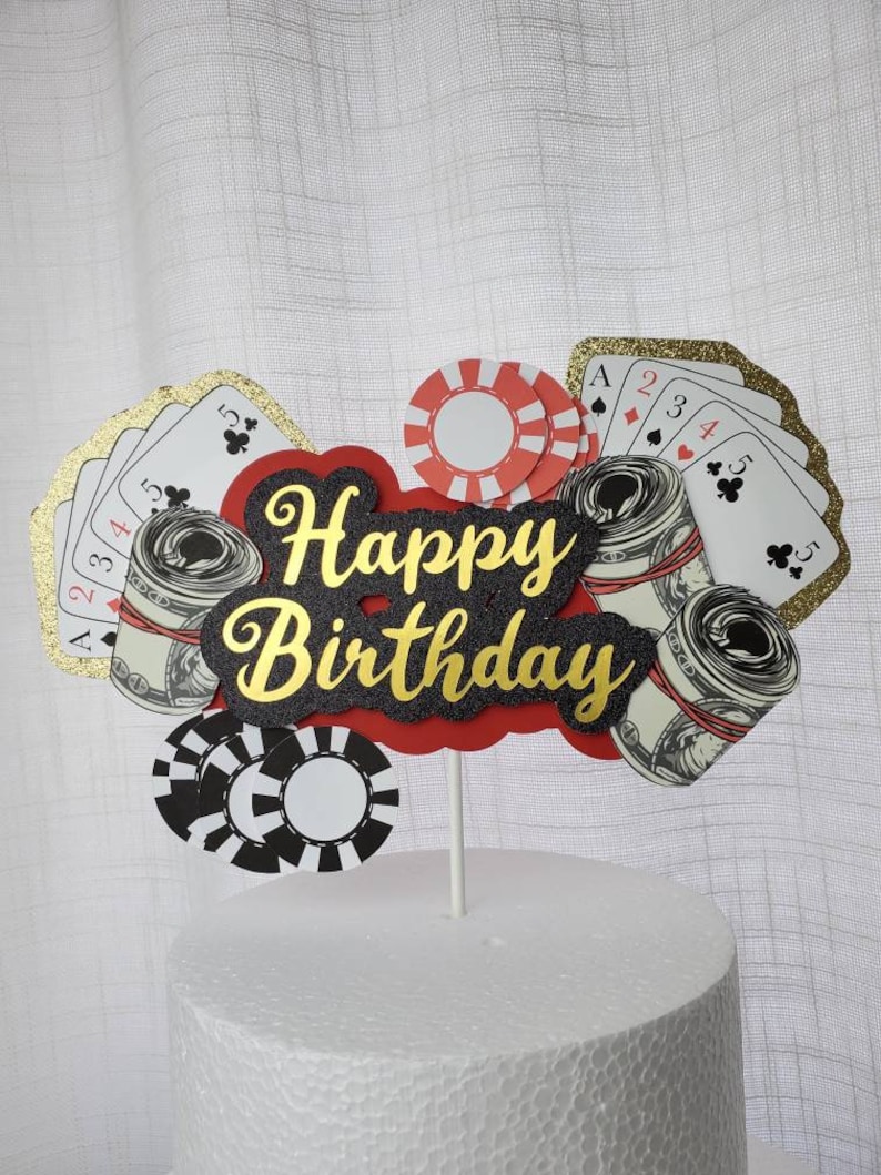 Casino & Money Cardstock Cake Topper | Etsy