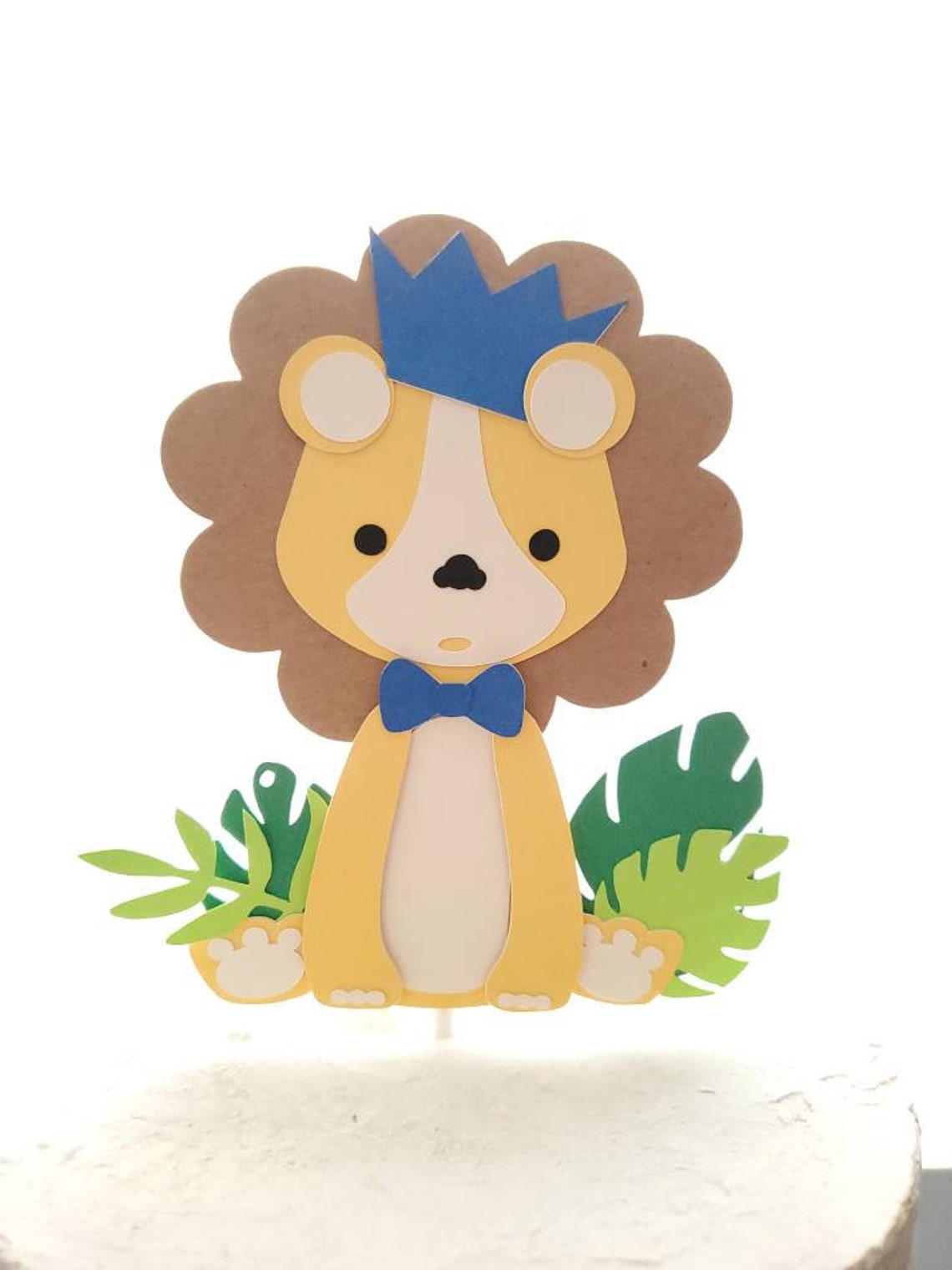 Lion Cake Topper With BLUE Crown - Etsy