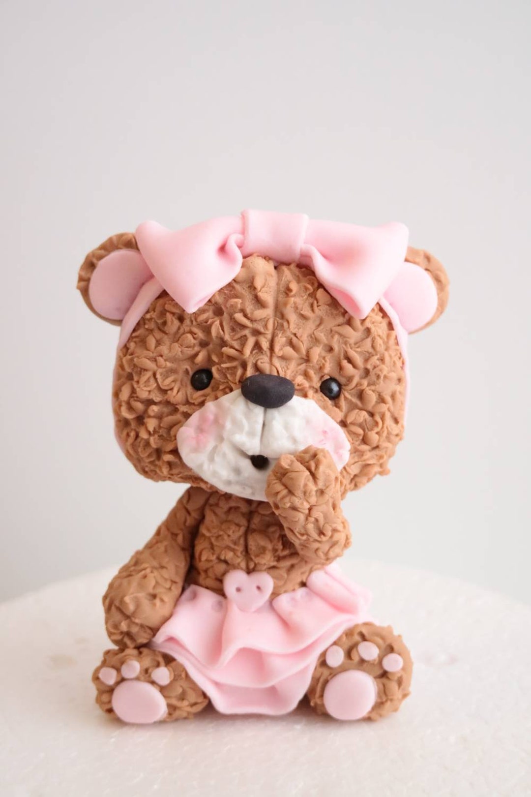 Fondant Bear With Pink Bow and Tutu Cake Topper - Etsy