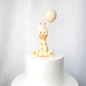 Fondant Giraffe Cake Topper With Balloon, Birthday, Cake, Cake Topper ...