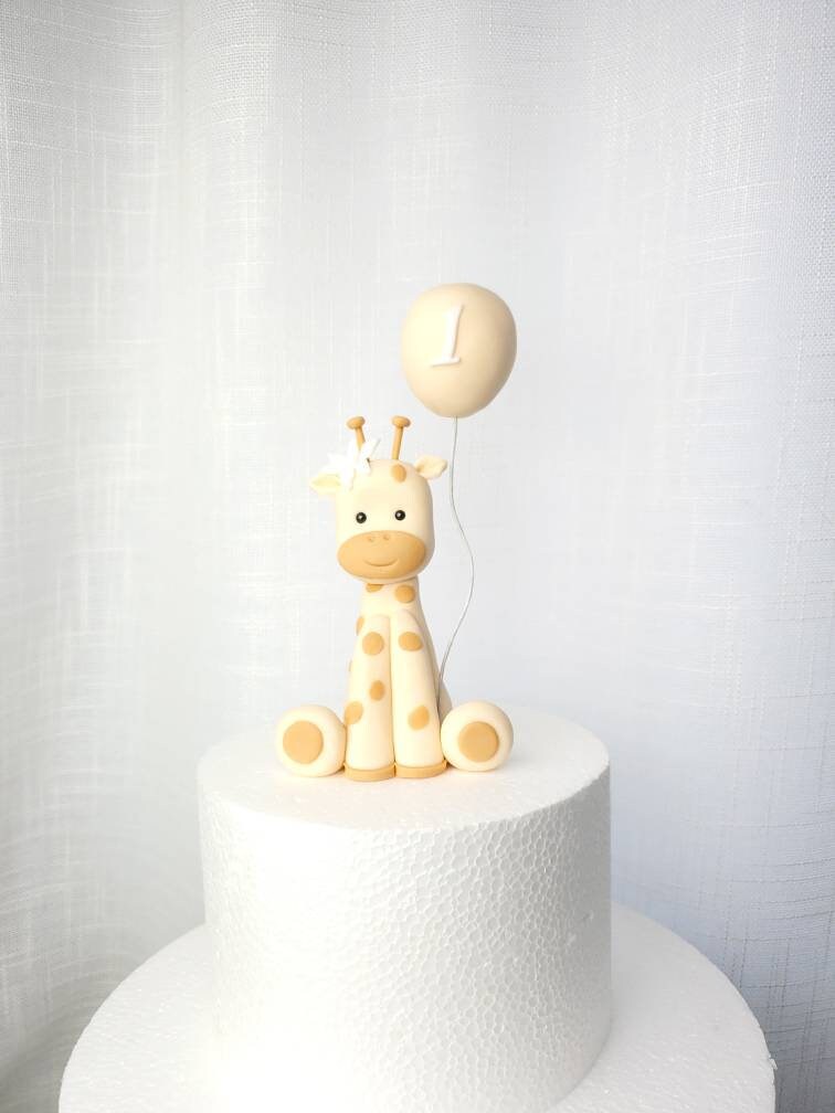 Fondant Giraffe Cake Topper With Balloon | Etsy