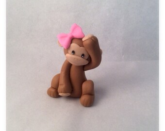 Fondant Monkey Topper With Banner | Etsy