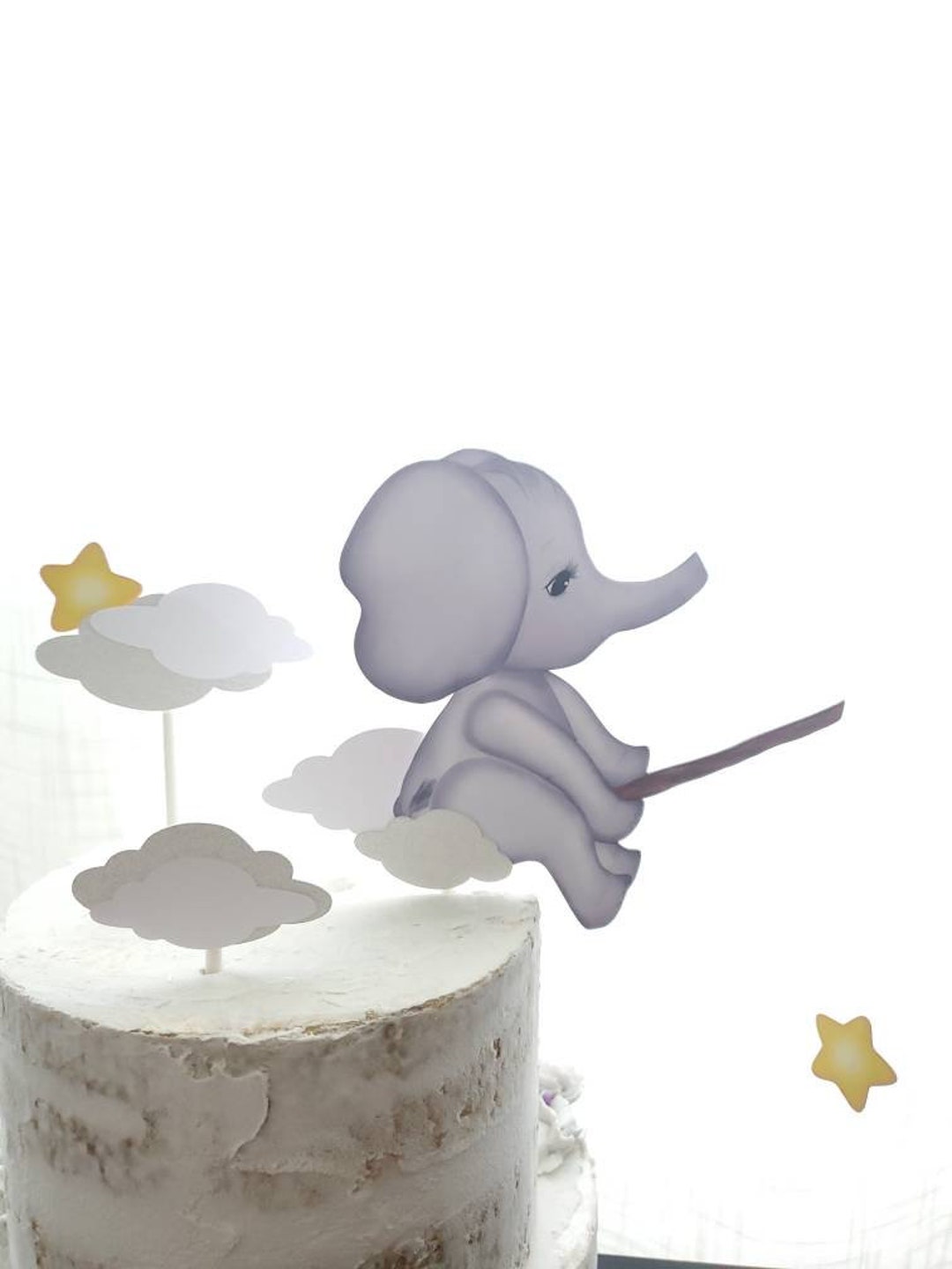 Cardstock Twinkle Little Star Elephant Cake Topper - Etsy