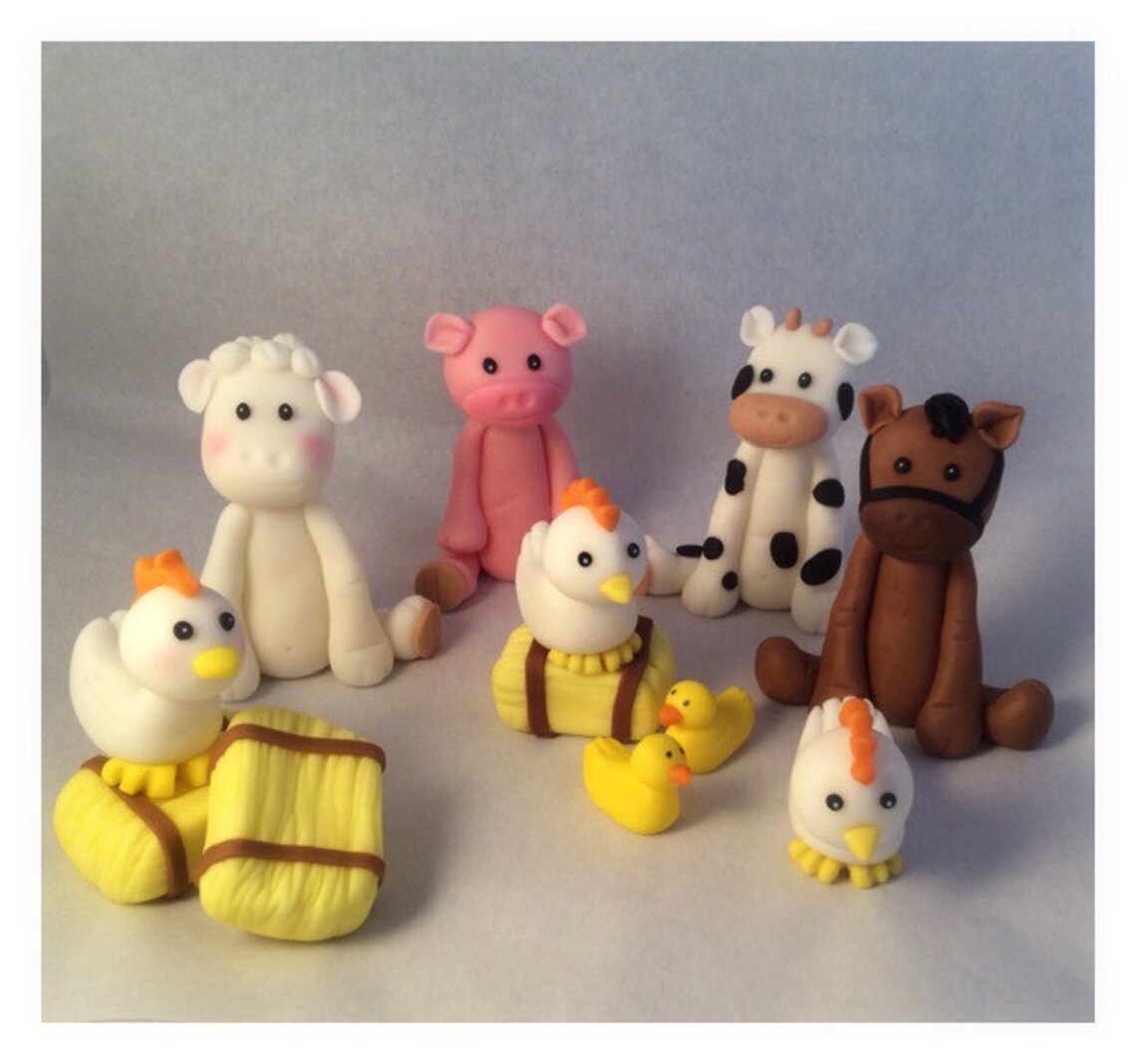 Fondant Farm Animal & Barn Cake Toppers - Etsy