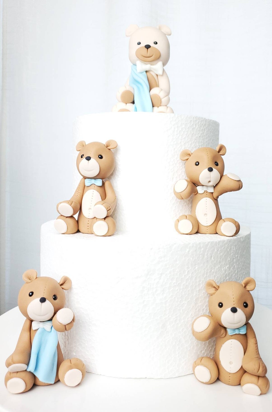 Fondant Bear Set of 5 Cake Toppers BOY or GIRL - Etsy