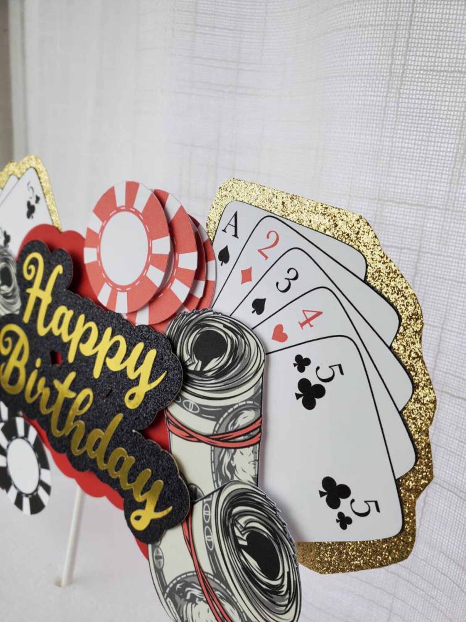 Casino & Money Cardstock Cake Topper | Etsy