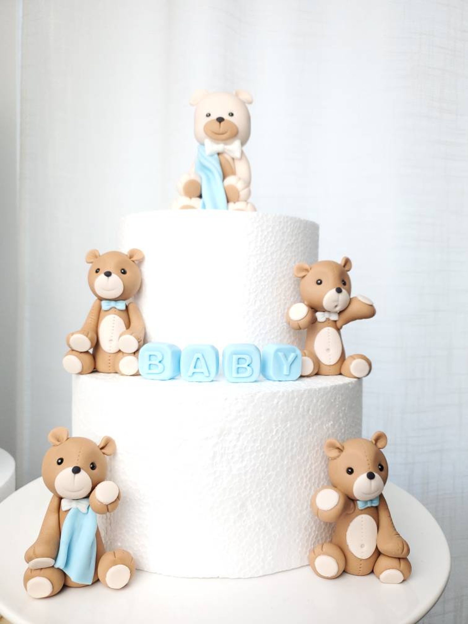 Fondant Bear Set With Blocks Cake Toppers BOY or GIRL | Etsy