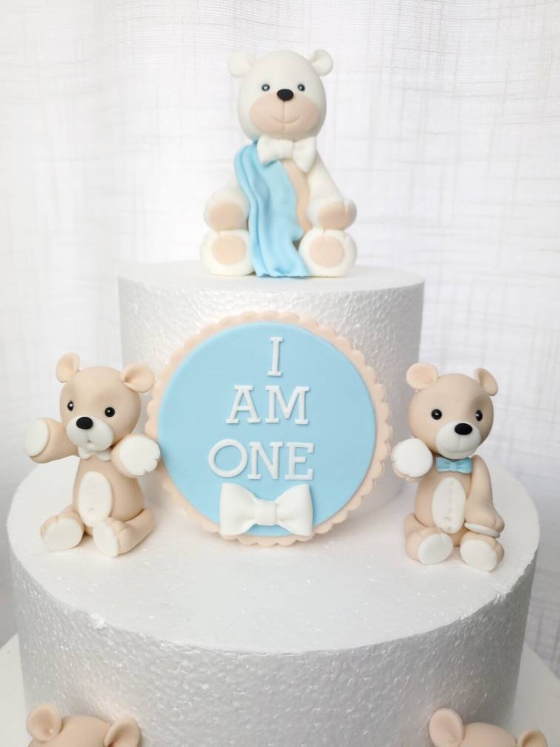 Fondant Bear SET Muted Colors Cake Toppers BOY or GIRL - Etsy