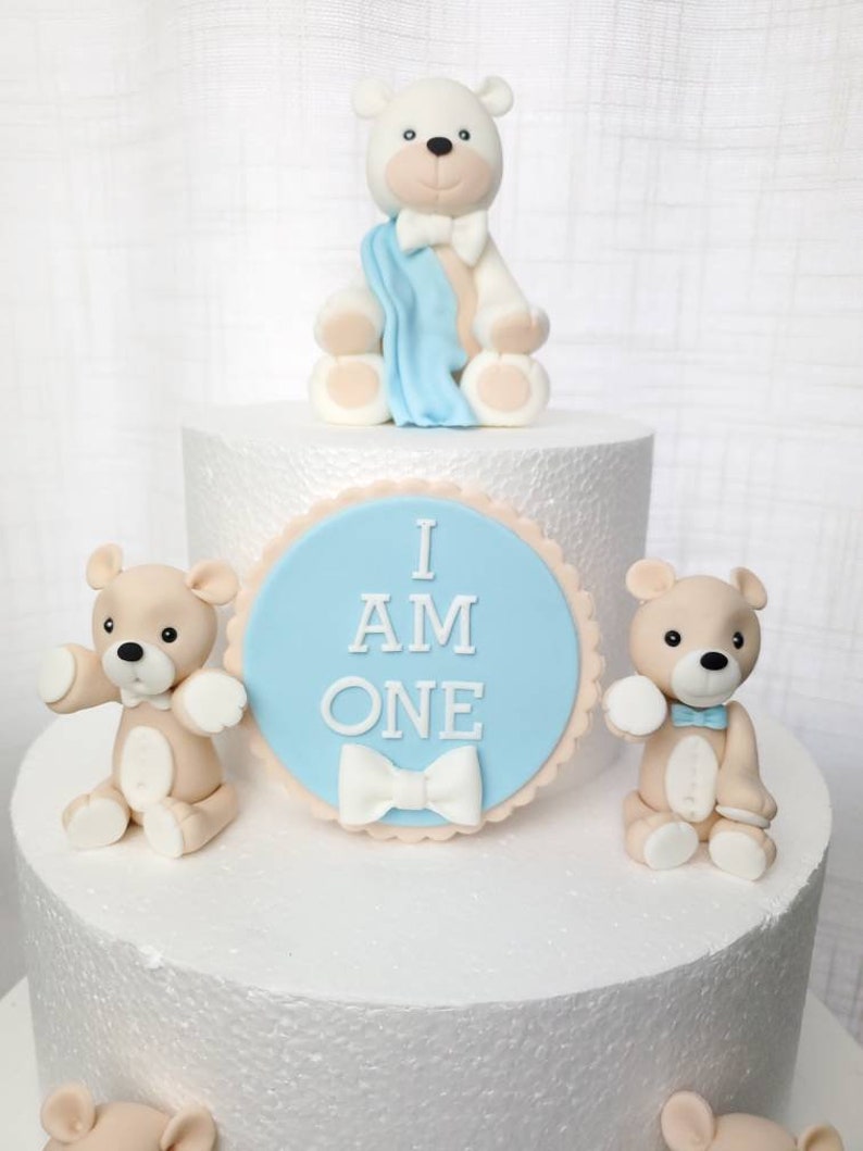 Fondant Bear Set With Blocks Cake Toppers BOY or GIRL - Etsy