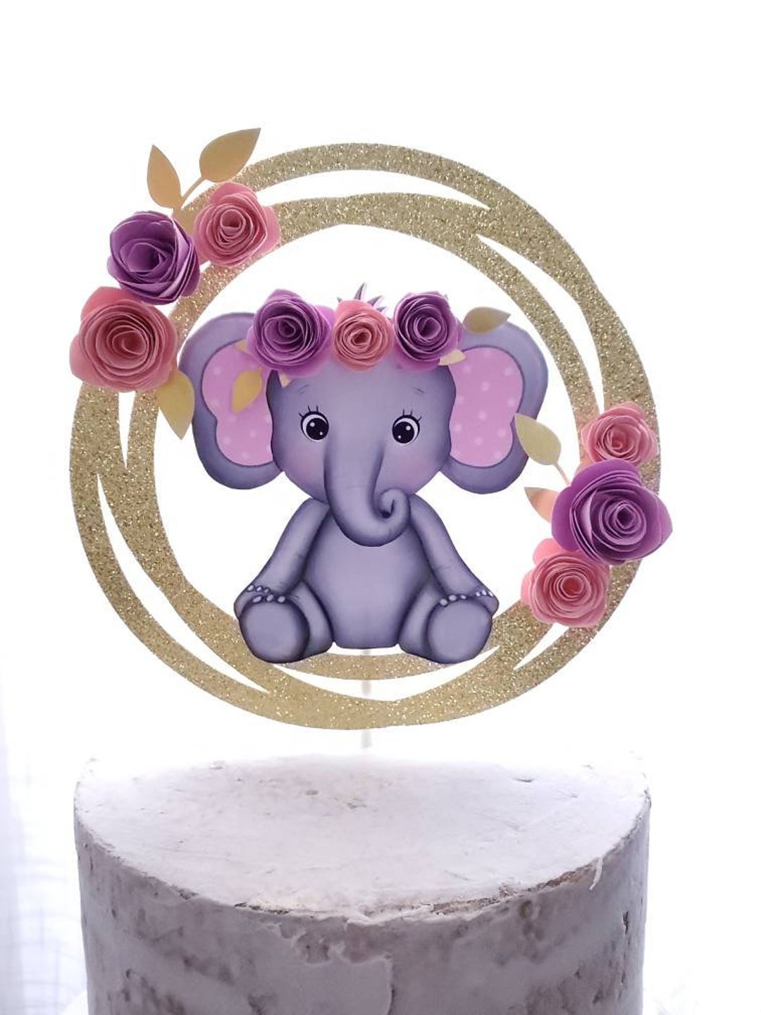 Elephant Paper Cake Topper Rose Crown - Etsy