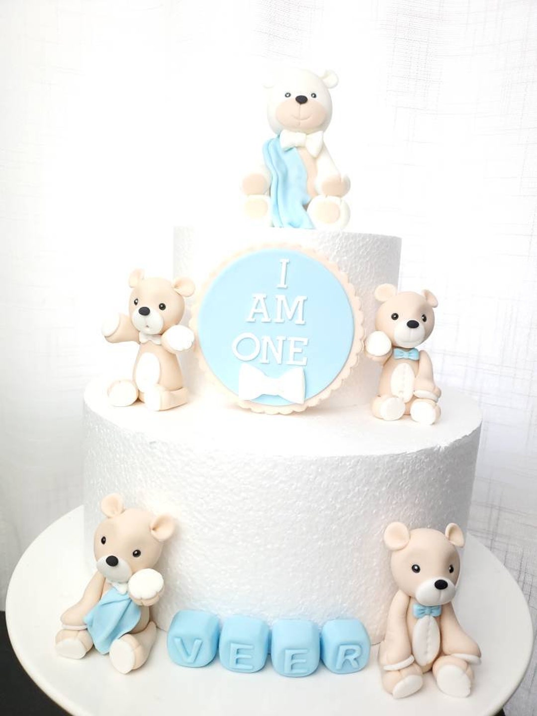 Fondant Bear Set With Blocks Cake Toppers BOY or GIRL, Cake Topper ...