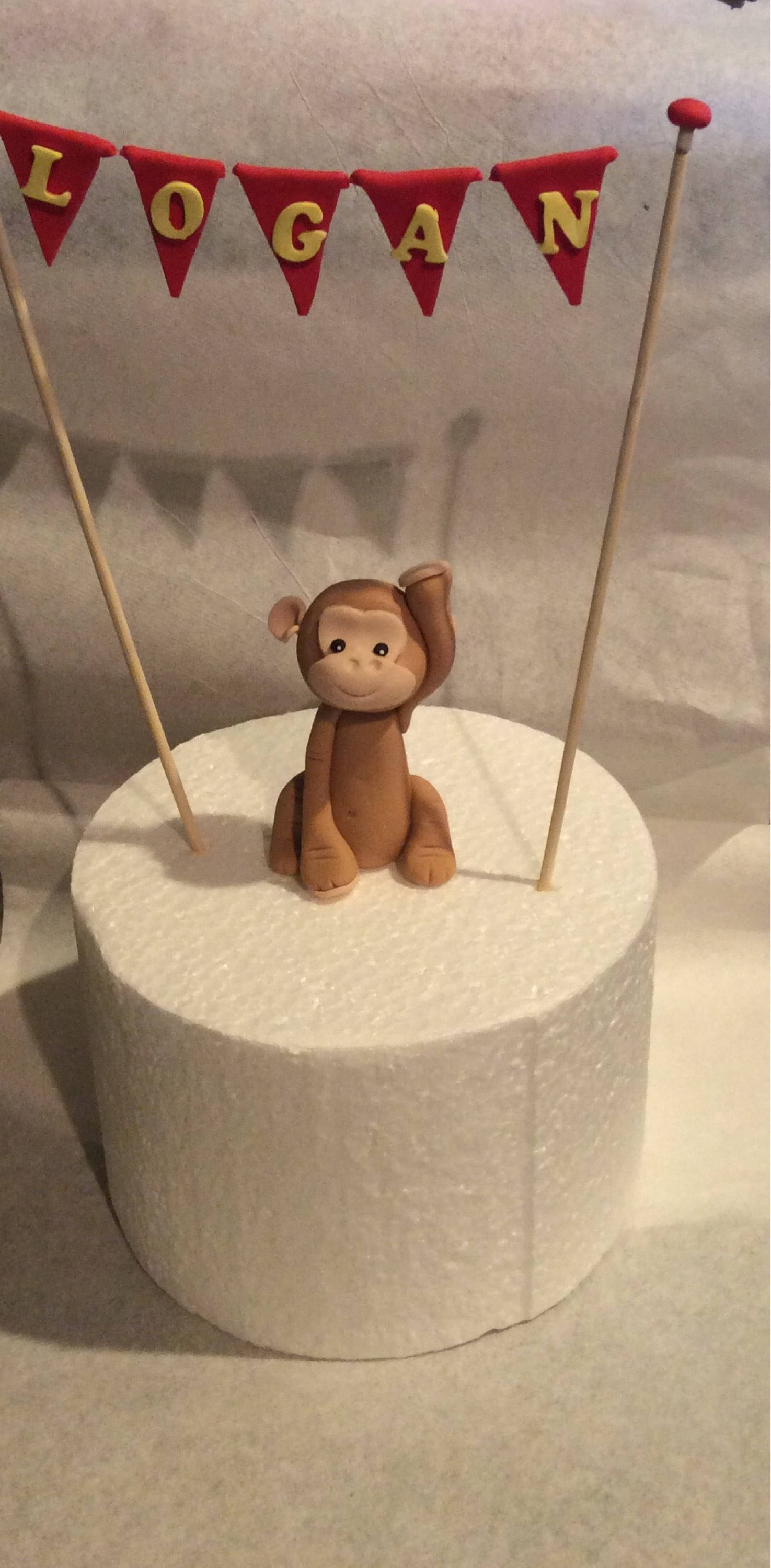 Fondant Monkey Topper With Banner | Etsy
