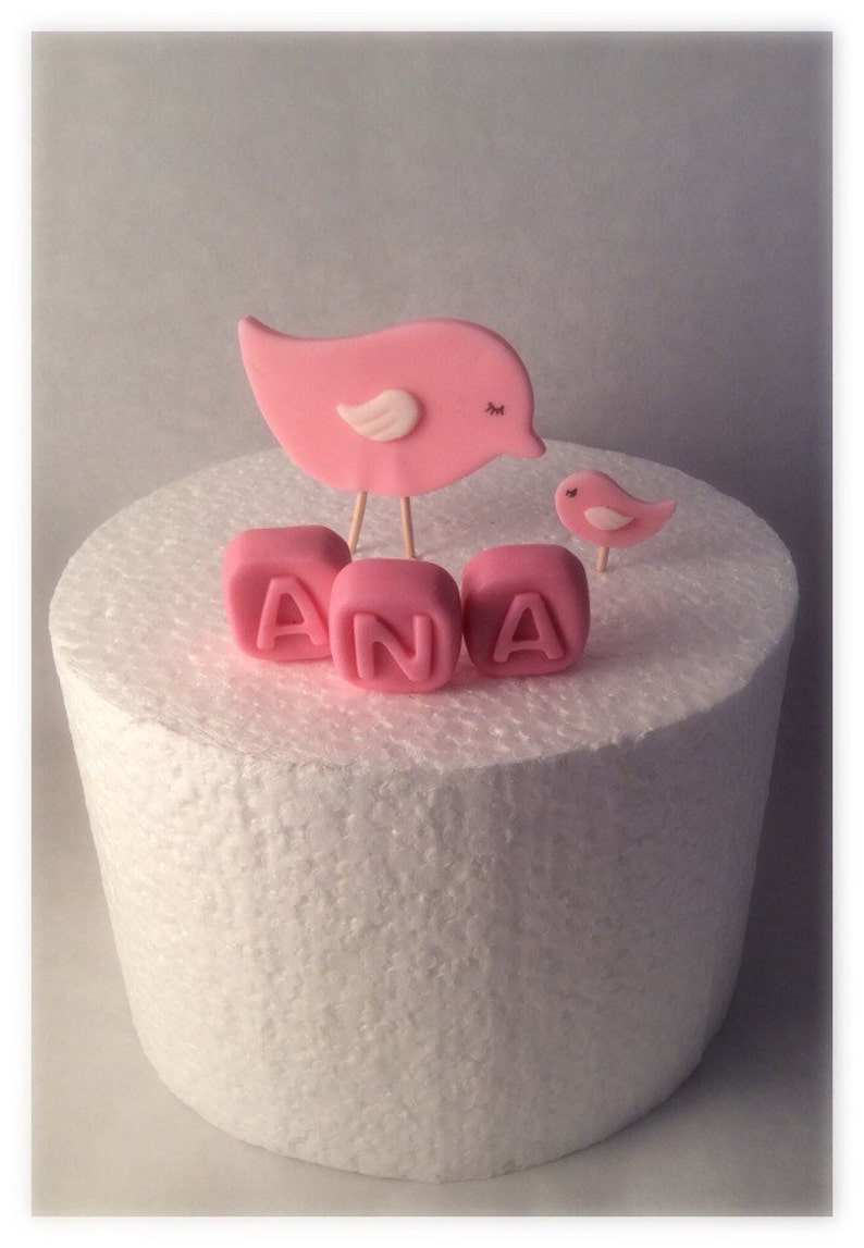 Fondant Bird & Chick Cake Topper With Letter Blocks Fondant | Etsy
