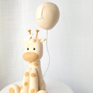 Fondant Giraffe Cake Topper With Balloon Birthday Cake Cake - Etsy