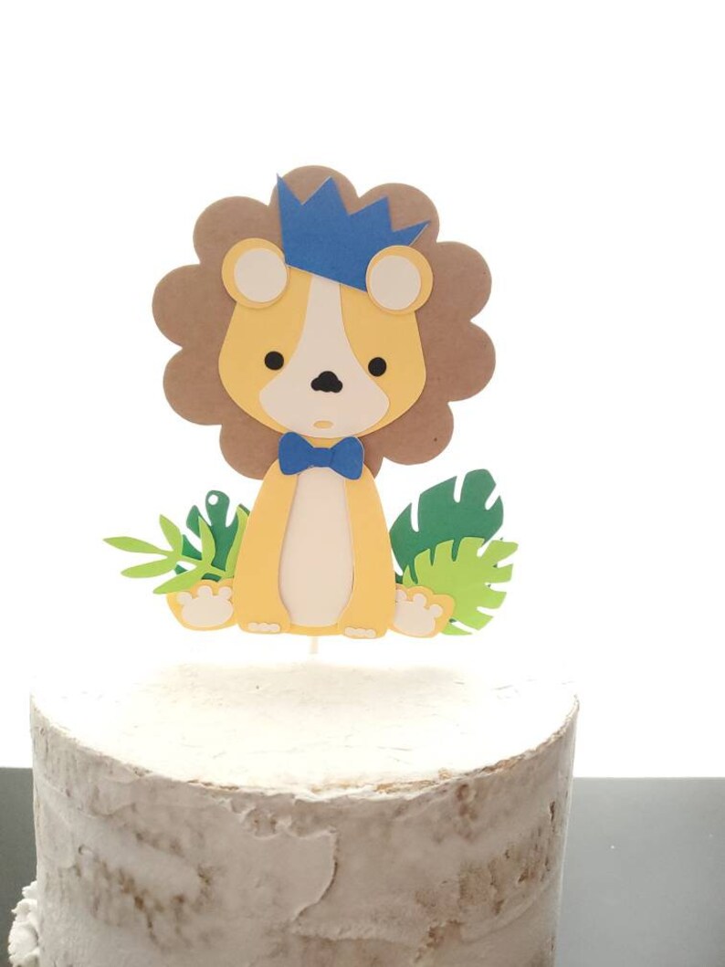 Lion Cake Topper With BLUE Crown - Etsy