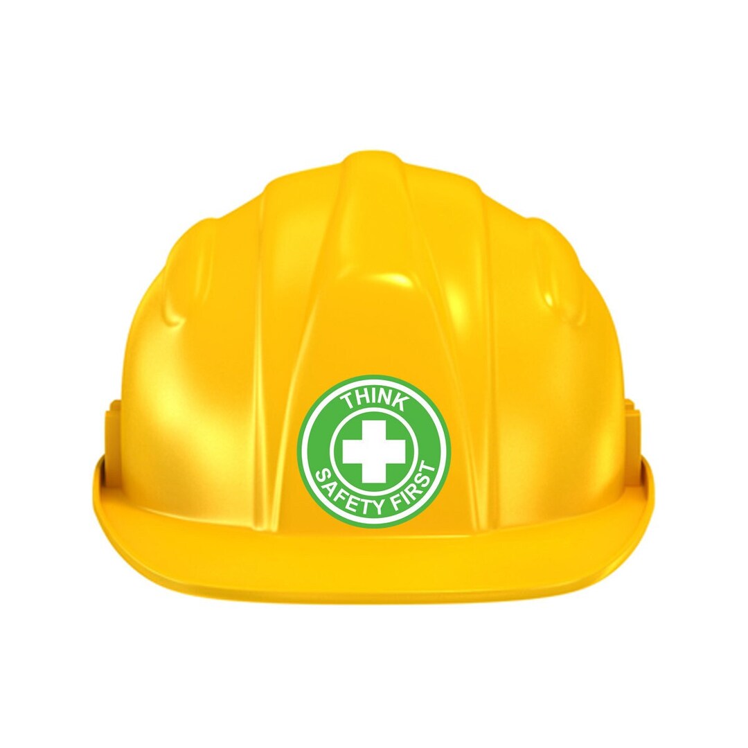 Think Safety First Hard Hat Helmet Decal - Indoor Outdoor Vinyl Decal ...