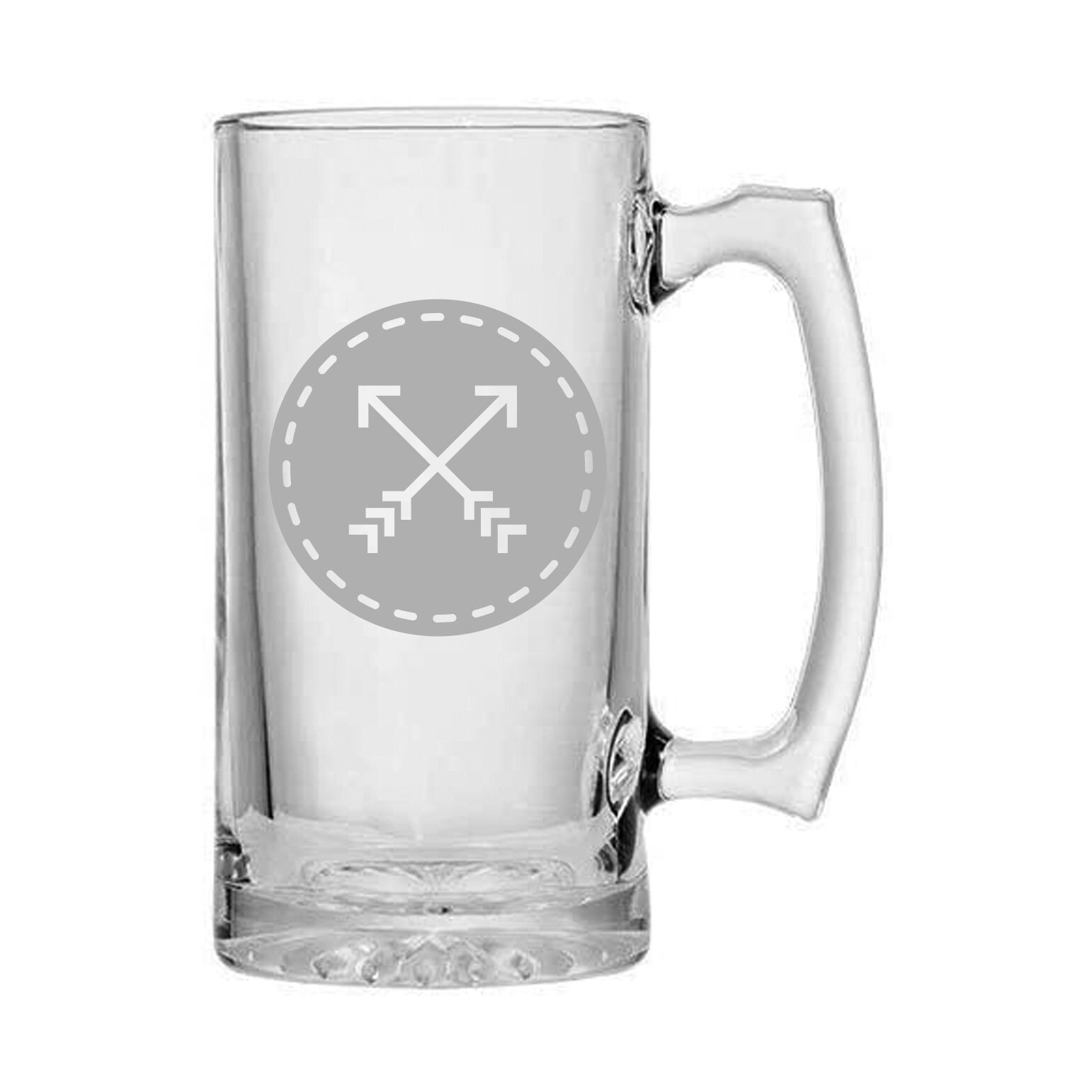 Crossed Arrow Merit Badge Hand Etched Mug - 25 Ounce Etched Stein Glass ...
