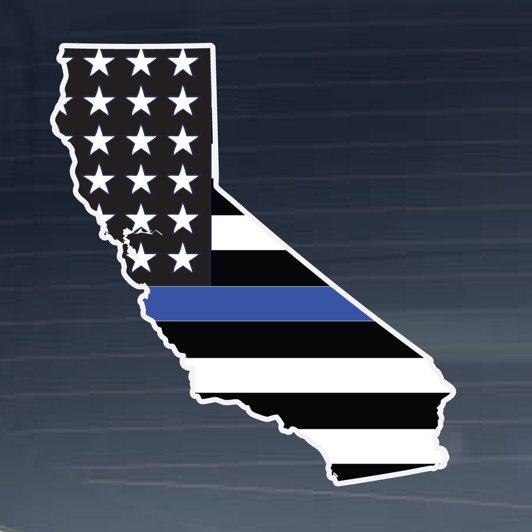 California State Thin Blue Line - Indoor Outdoor Vinyl Decal - Multiple ...