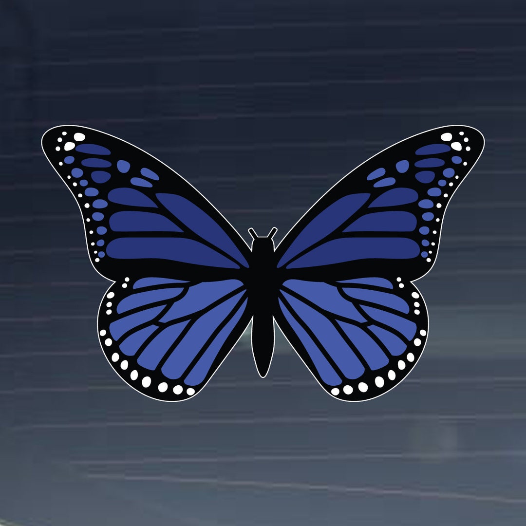 Blue Monarch Butterfly - Vinyl Decal for Laptop, Windows, Glass and ...