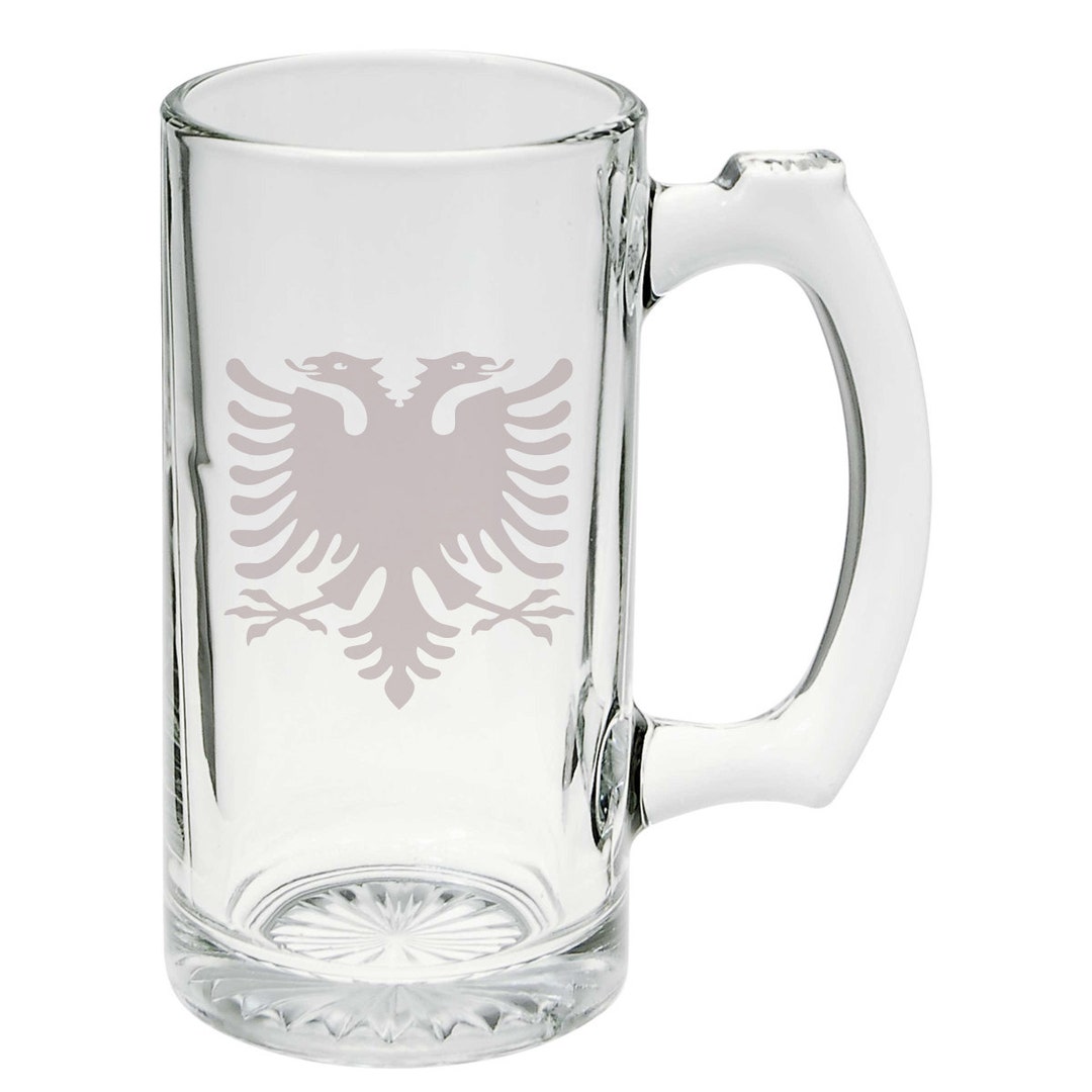 Albanian Country Pride Birds Hand Etched Mug 25 Ounce Beer Stein Glass ...