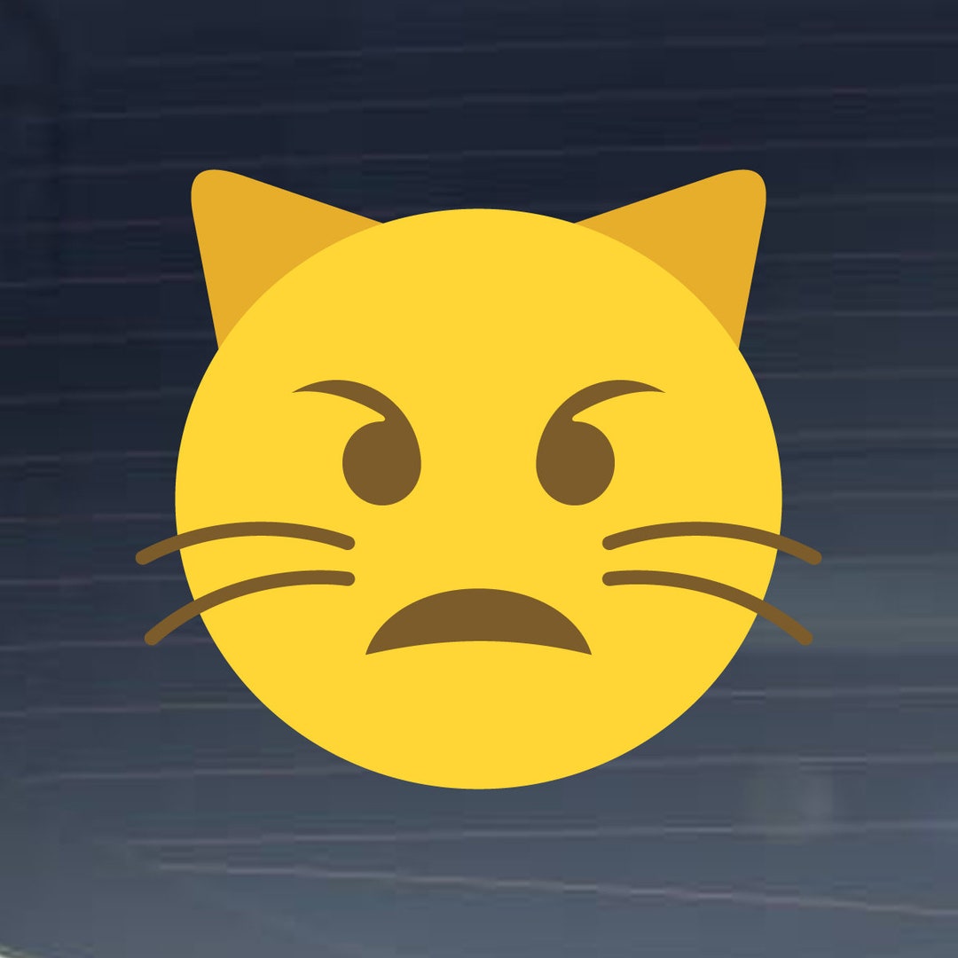 Pouting Cat Emoji - Vinyl Decal for Laptop, Windows, Glass and Cars ...