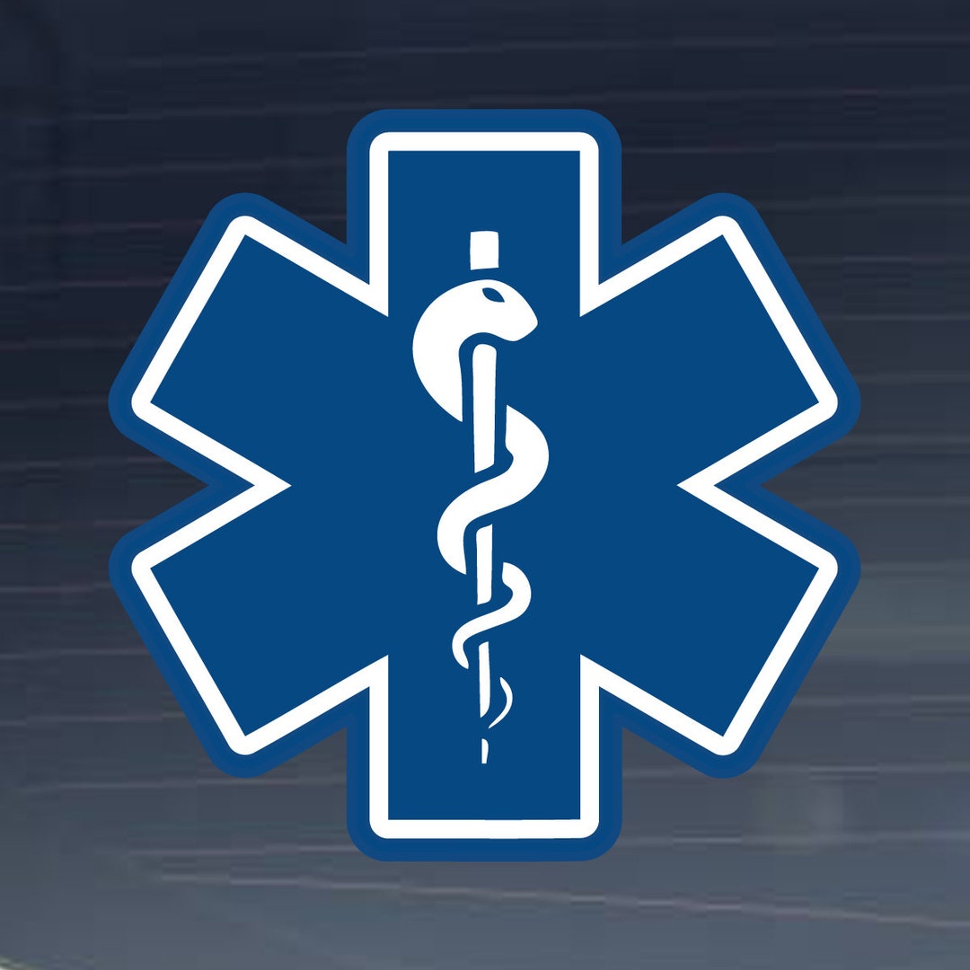 Caduceus Snake Staff Medical Symbol Blue - Indoor Outdoor Vinyl Decal ...