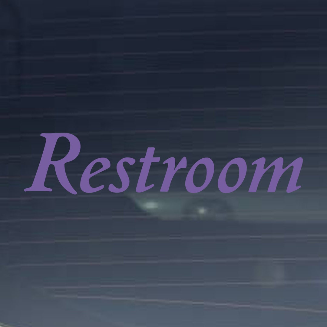 Restroom Text Italic Vinyl Decal for Cars, Laptops, Glass, and More ...