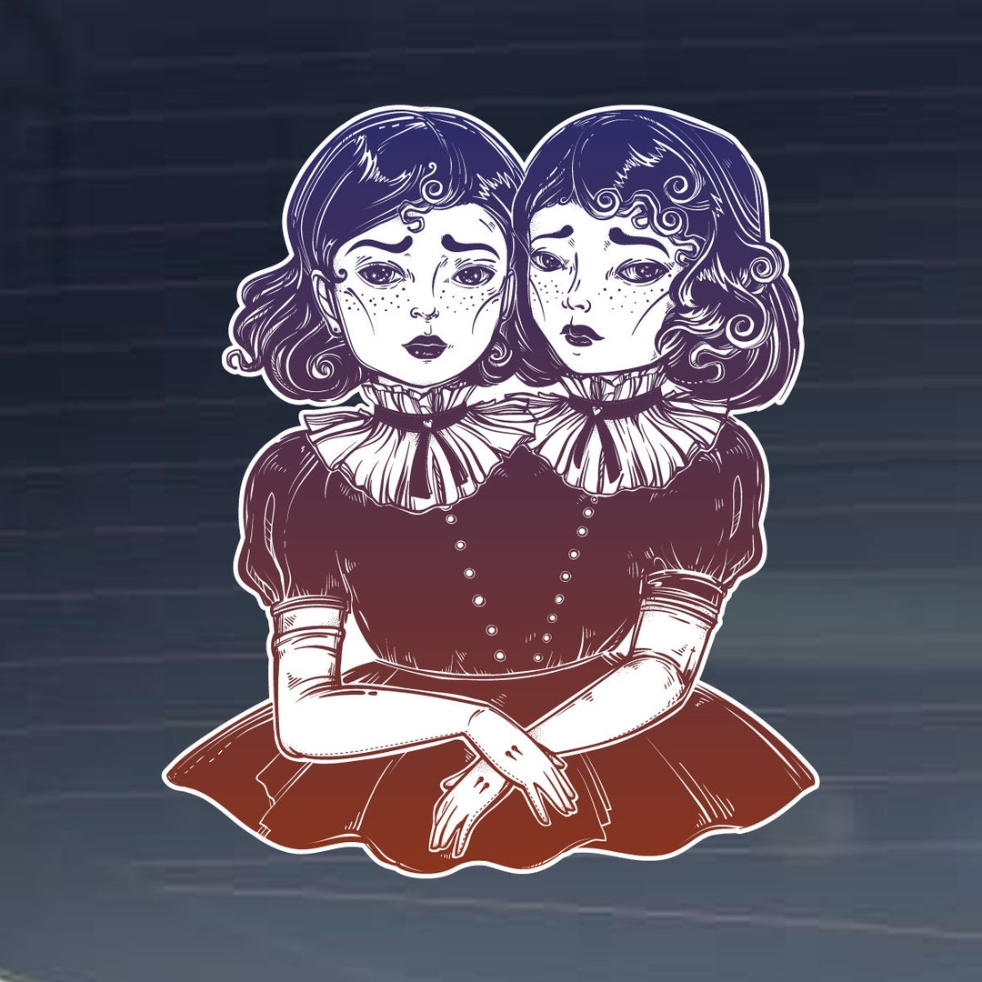 Creepy Conjoined Twins Full Color - Vinyl Decal for Car, Macbook, or ...