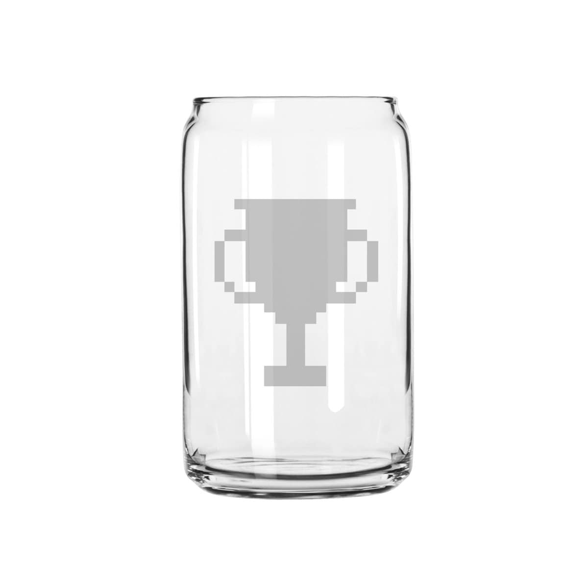 8 Bit Trophy Video Game Style Hand Etched 16 Oz Glass Can Cup - Etsy